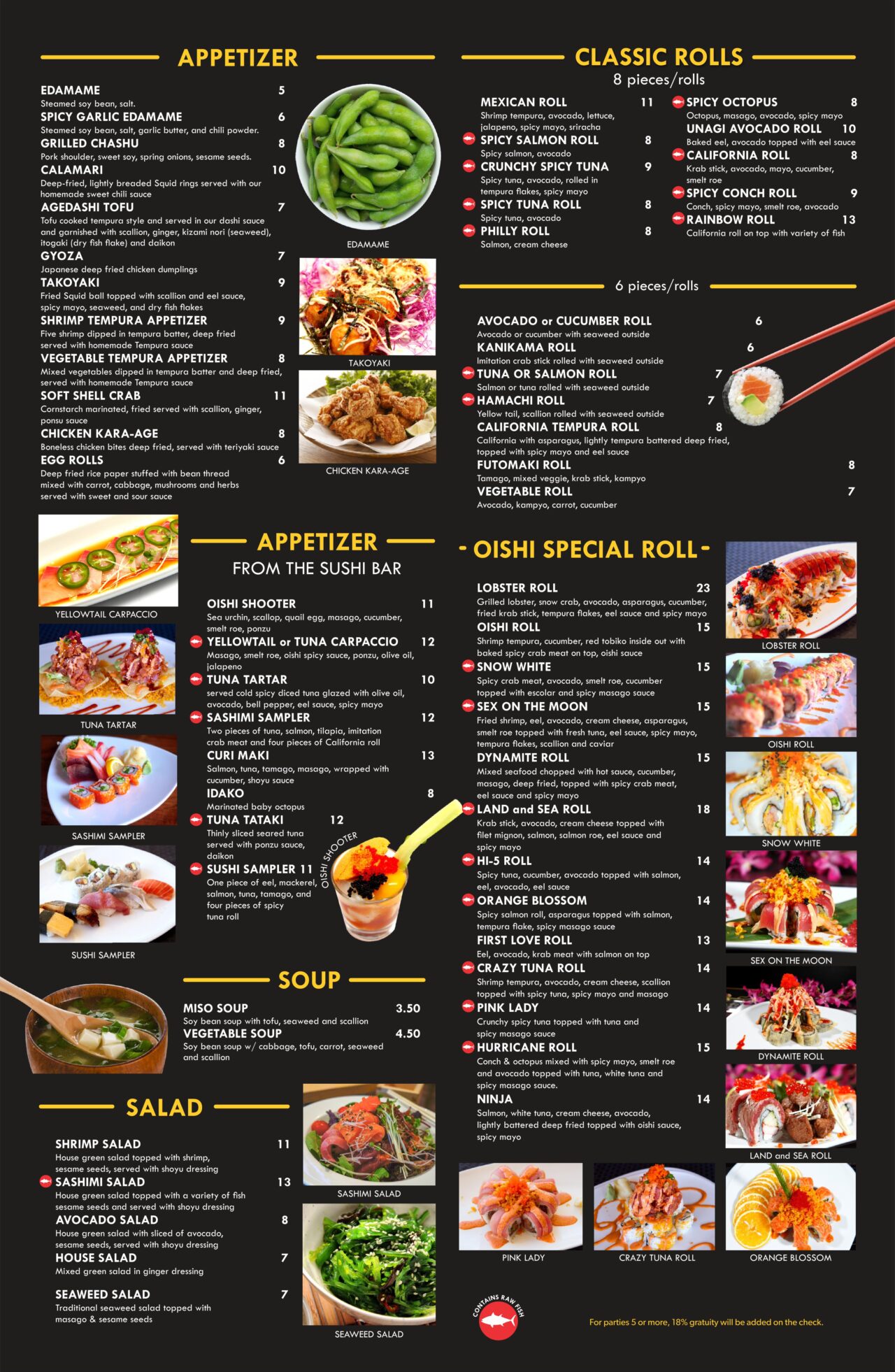 MENU | Oishi Restaurant